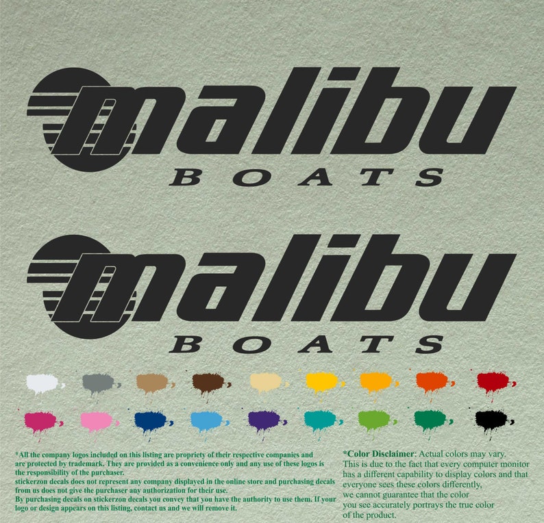 Pair Malibu Boats Decals Vinyl Stickers Boat Outboard Motor | Etsy