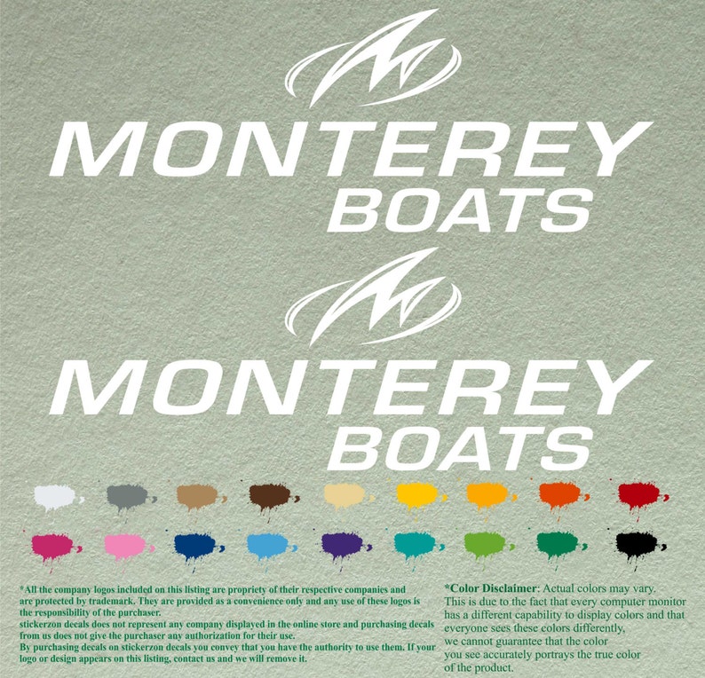 Pair Monterey Boats Decals Vinyl Stickers Boat Outboard Motor - Etsy