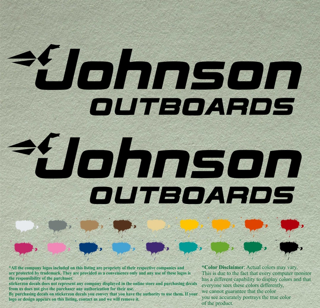 Pair Johnson Outboards Decals Vinyl Stickers Boat Outboard Motor Lot of ...