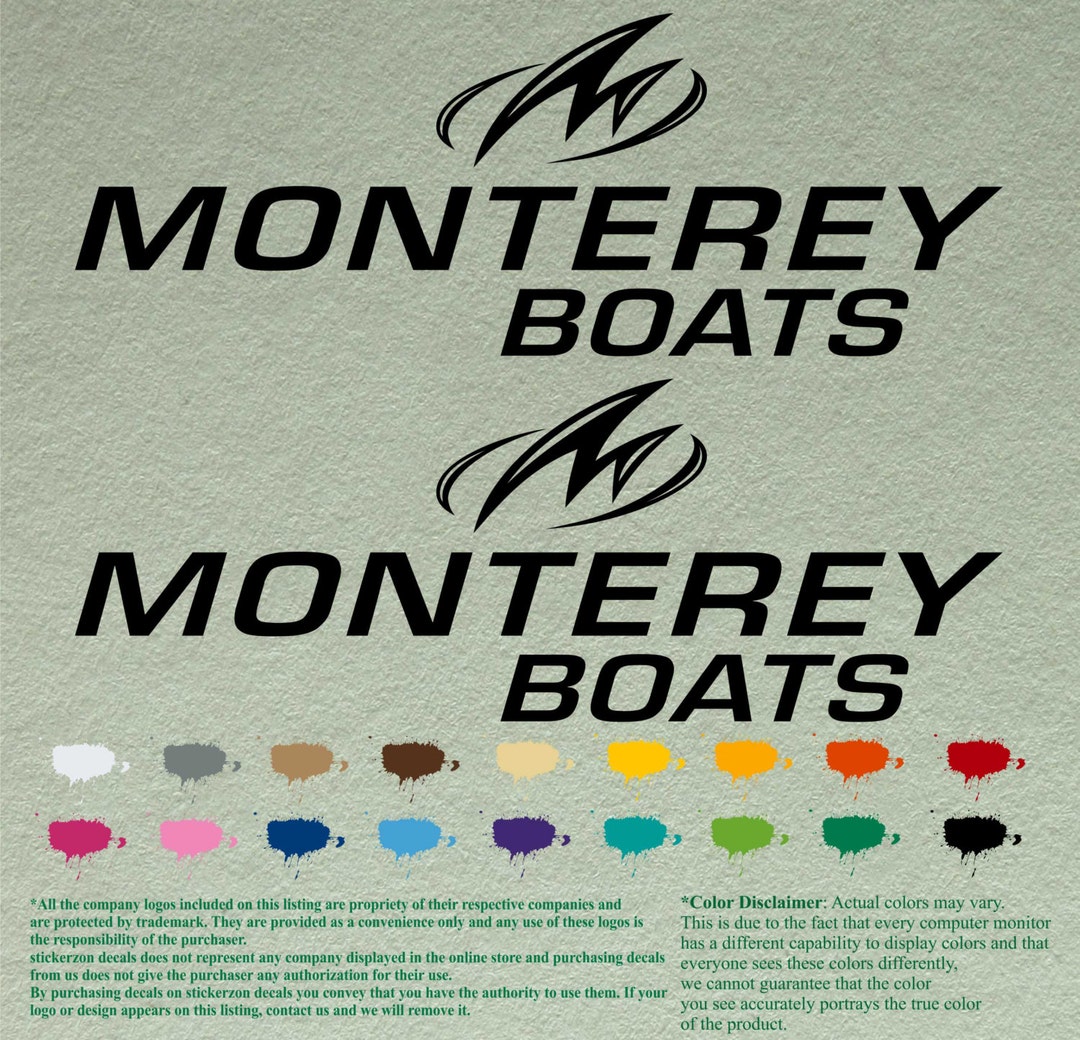 Pair Monterey Boats Decals Vinyl Stickers Boat Outboard Motor Lot of 2 ...