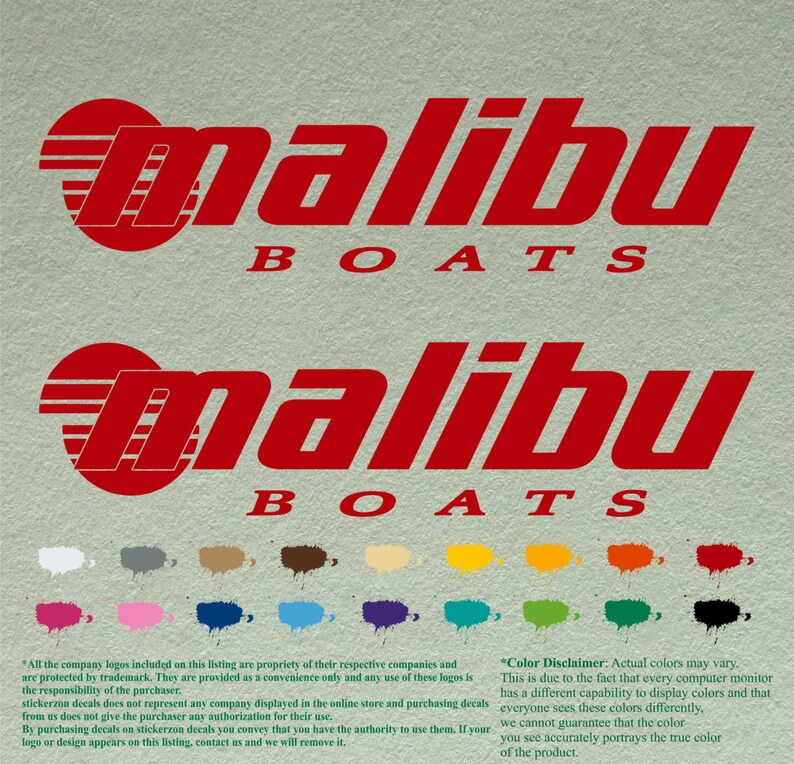 Pair Malibu Boats Decals Vinyl Stickers Boat Outboard Motor - Etsy