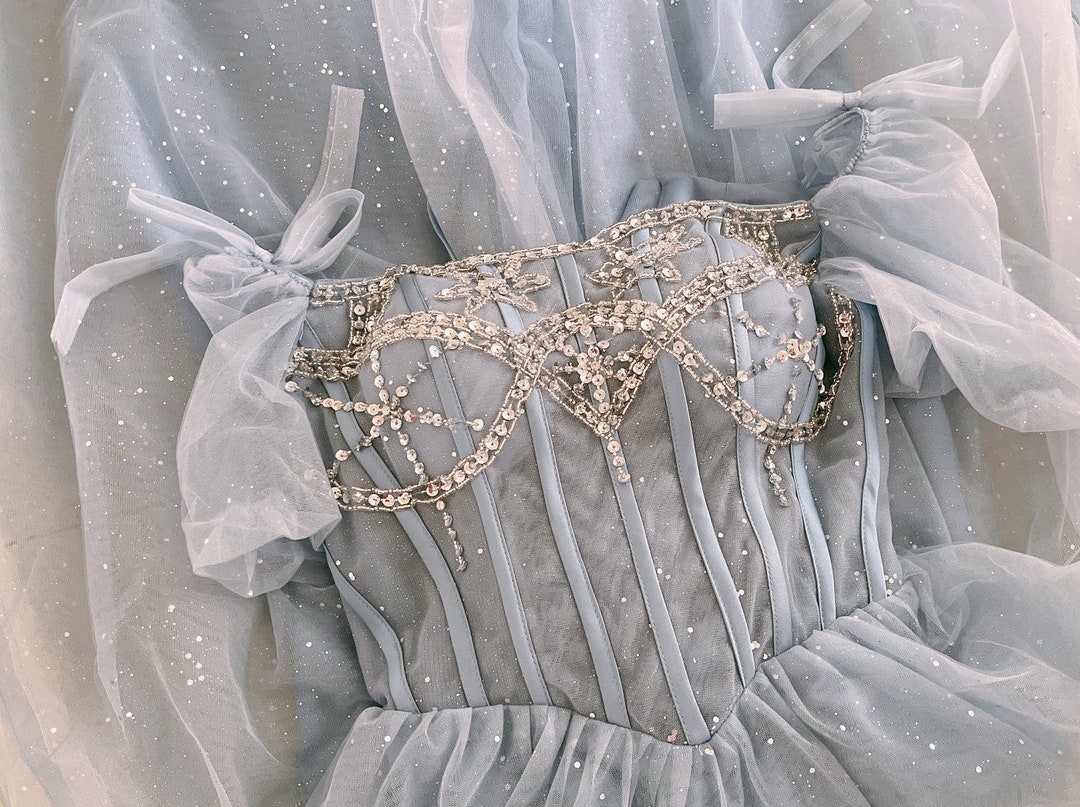 Blue Fairy Princess Dress: Beaded Evening Gown - Etsy