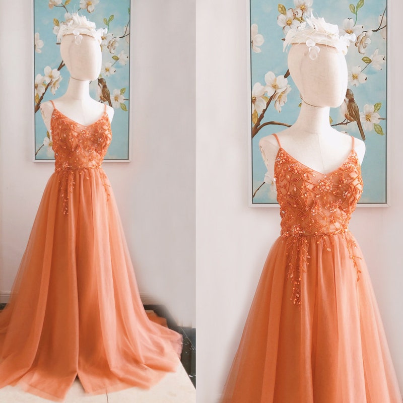 Coral Prom Dress - Etsy