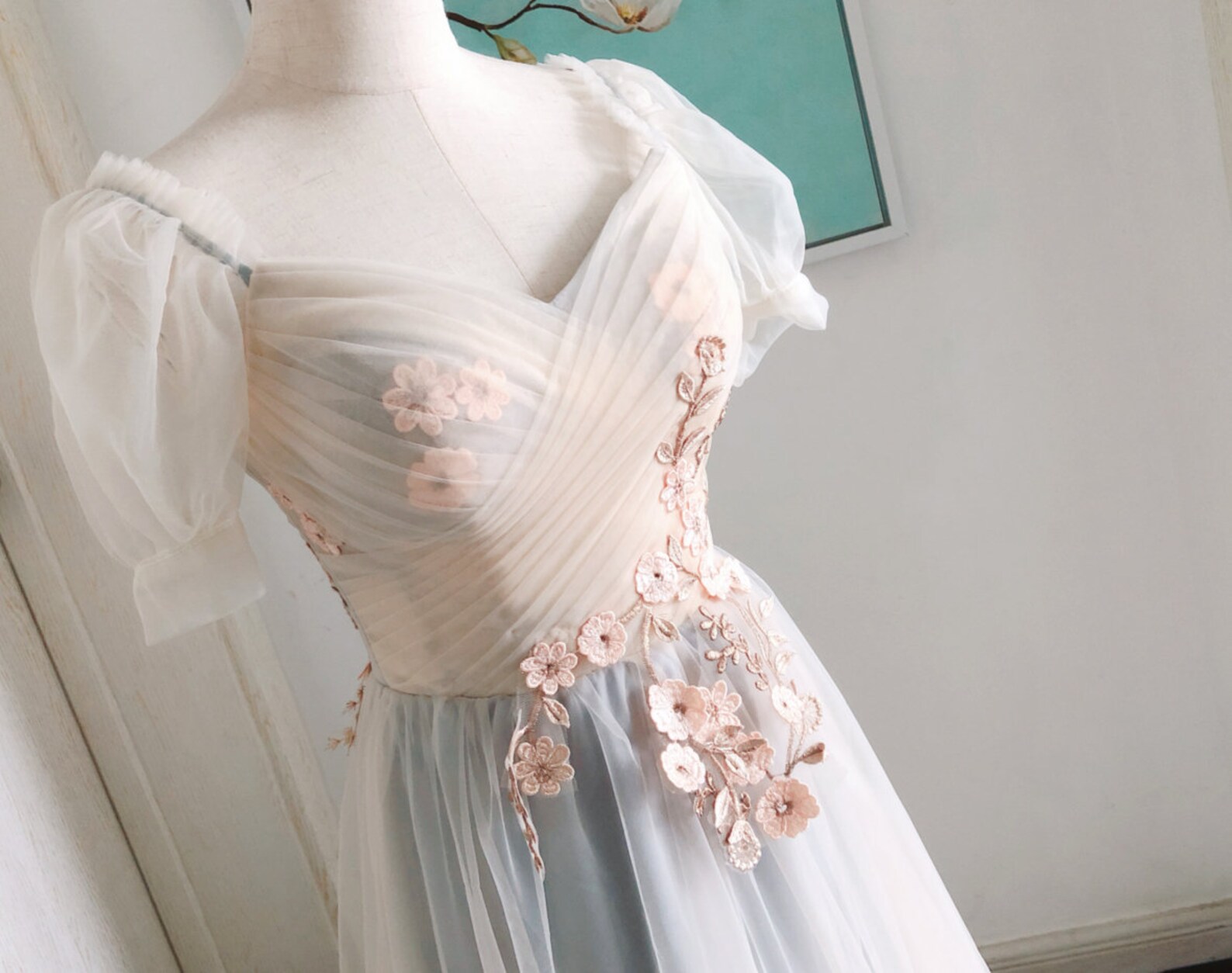 Sweetheart Neckline Bridesmaid Dresses With Sleeveslace Tulle Etsy
