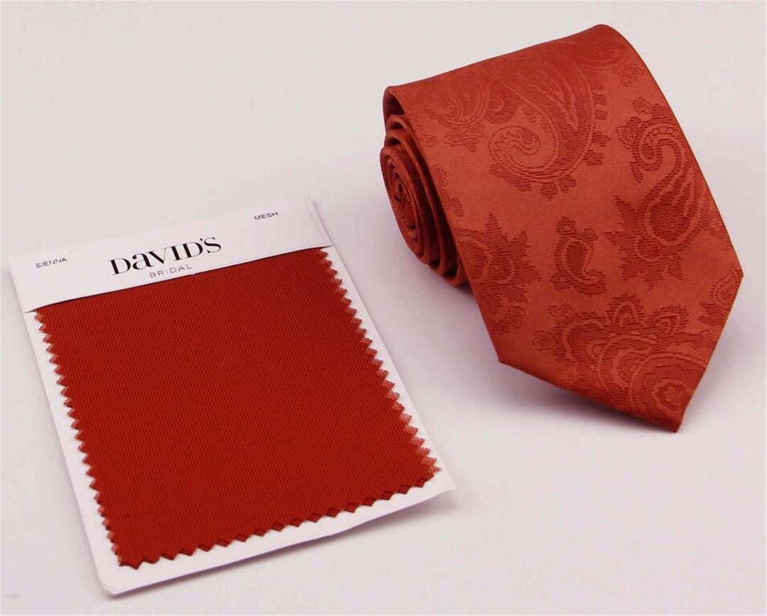 Sienna Ties. Mens Burnt orange Tie. Rust Neckties for Men. Rust Sienna ...