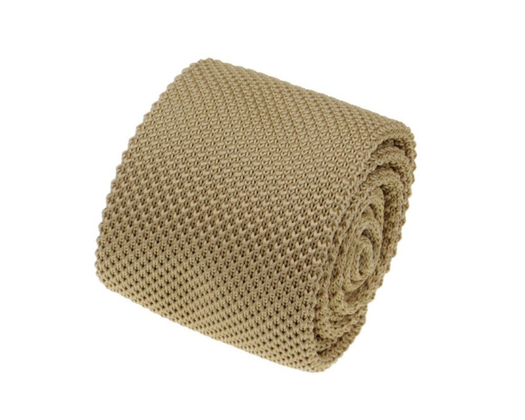 Champagne Knit Ties. Champagne Color Knitted Necktie. Mens Slim Tie ...
