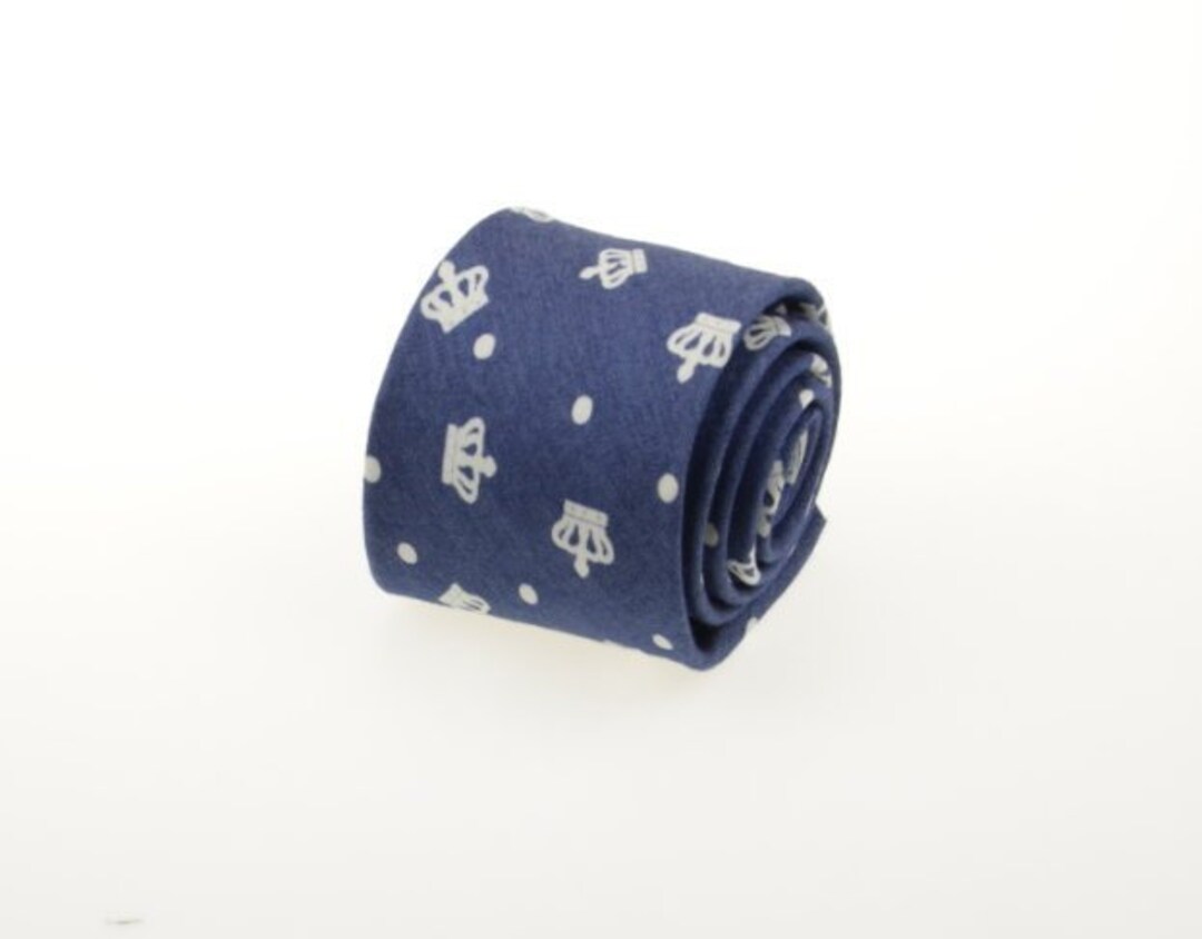 Crown Ties.polka Dot Ties.denim Ties for Men.navy Blue Ties.fun Print ...