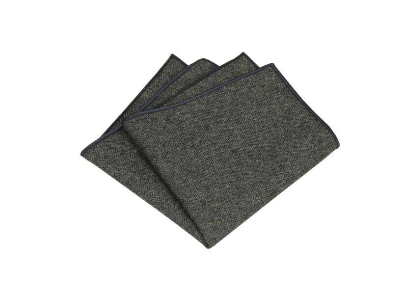 Dark Grey Herringbone Wool Pocket Square.Charcoal Herringbone | Etsy