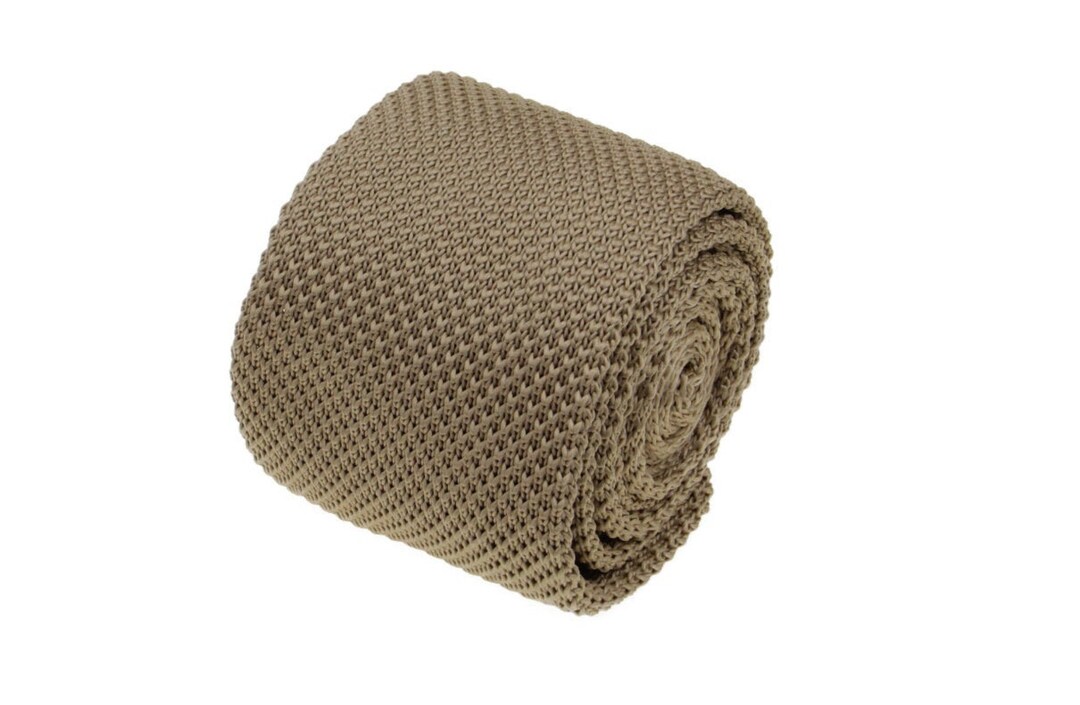 Beige Ties. Beige Knit Tie. Mens Tie Beige. Light Tan Slim Knitted ...