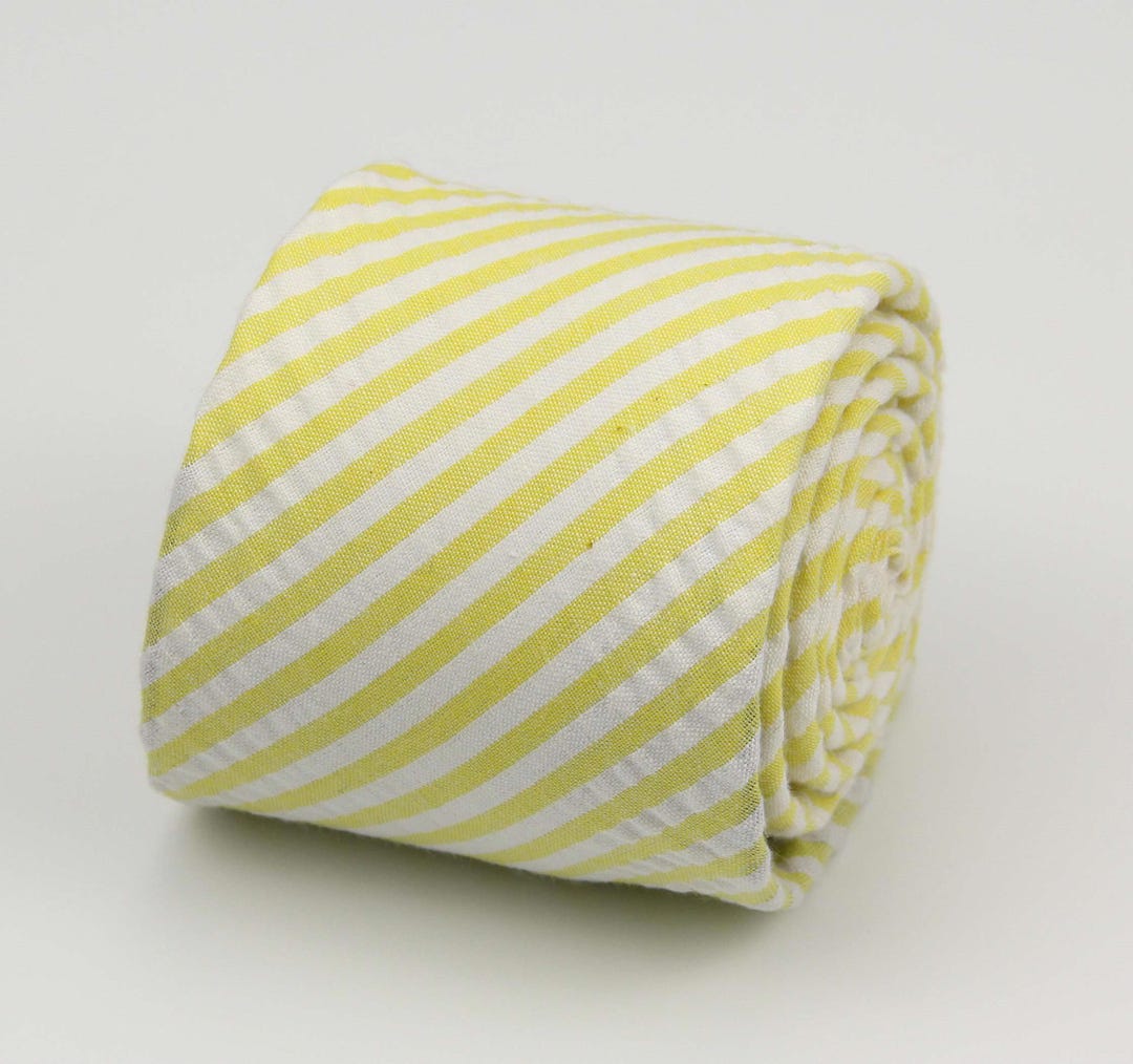 Yellow Seersucker Stripe Cotton Necktie - Slim Tie for Men - Etsy