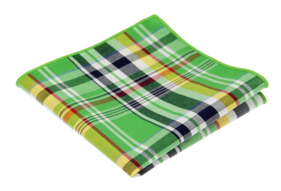 Green Plaid Pocket Square.green Tartan Handkerchief.cotton Hankies.mens ...