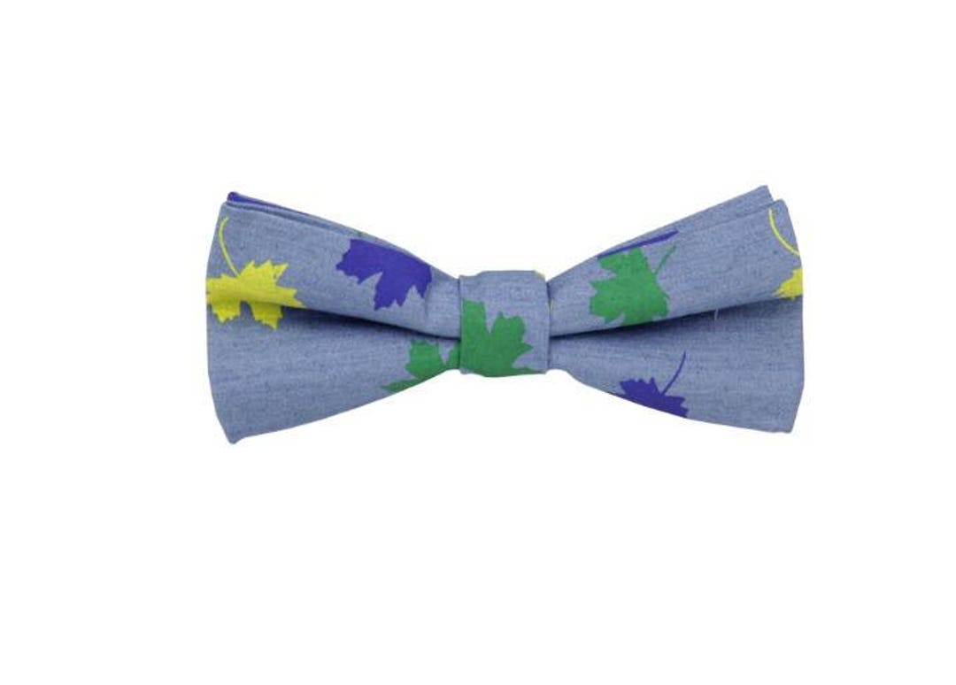 Maple Leaf Denim Bowtie: Blue Novelty Mens Fashion - Etsy