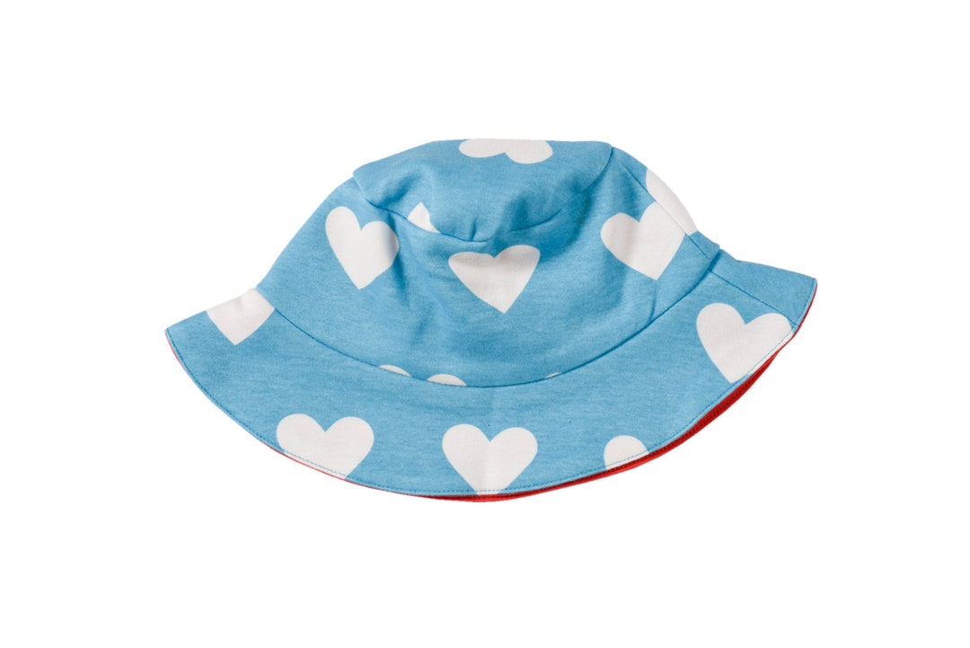 Bucket Hat, 90's Hat, Retro, Organic, Sun Hat, Blue Hearts, Sun Hat ...