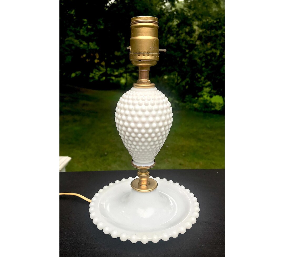 Milk Glass Hobnail Lamp Night Stand Dresser Table - Etsy