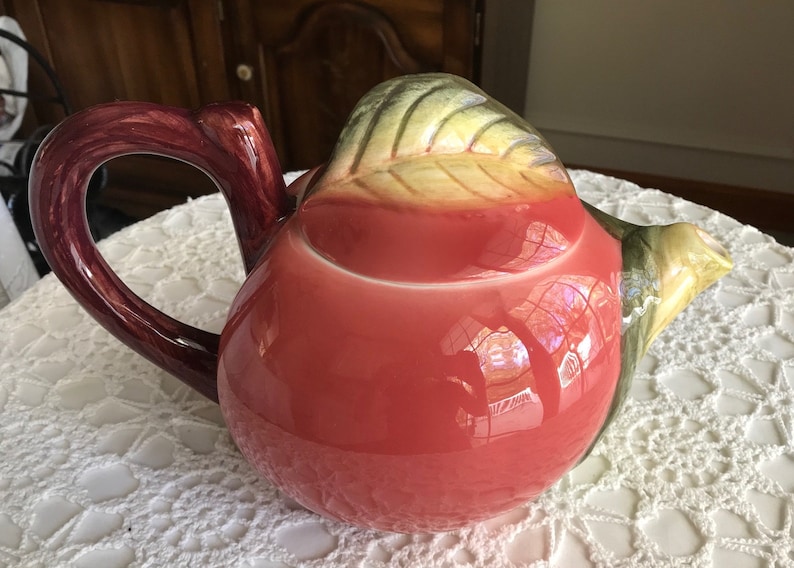 Vintage Majolica Apple Teapot LIKE NEW - Etsy