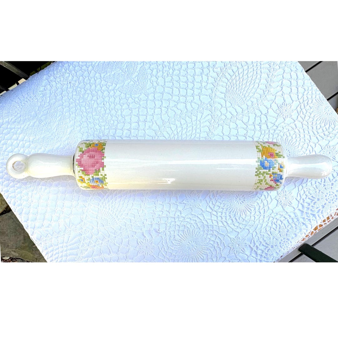 Harker Pottery Petit Point Rolling Pin 1930s - Etsy