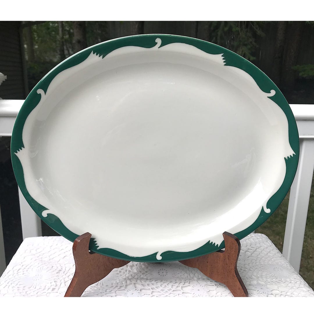 Mcnicol Oval Platter Green Wave Crest Winter Green 13 3/8 Inch Large ...