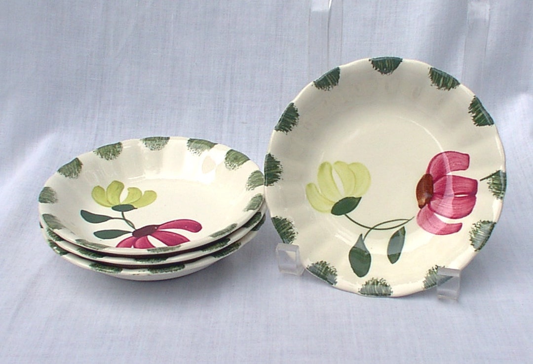 FOUR Lovely Linda Blue Ridge Fruit Sauce Dessert Ice Cream Bowls ...