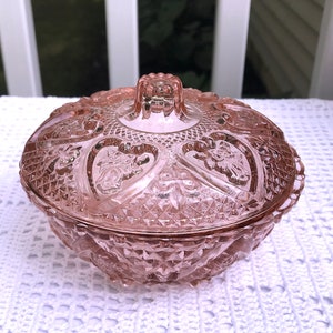Mid Century Pink Candy Powder Vanity Dish Hearts and Flowers KIF ...