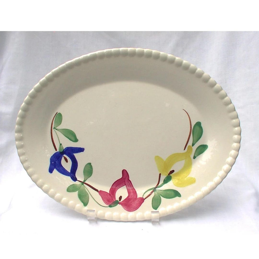Blue Ridge Southern Potteries Pottery 13" Carnival Platter Red Blue ...