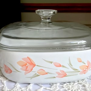 Corning Pyrex Peach Floral A 2 B Two Quart Casserole and Lid - Etsy