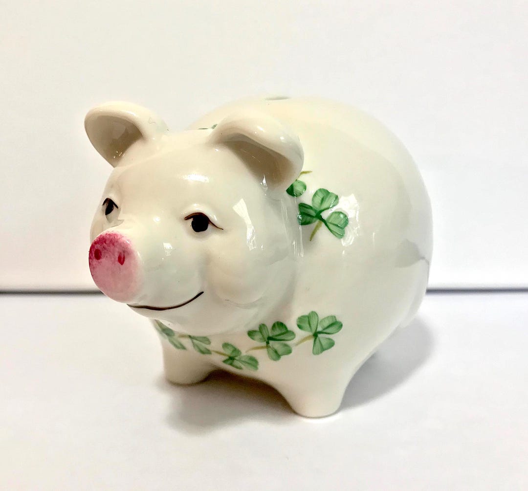 Irish Belleek Shamrock Piggy Bank - Etsy