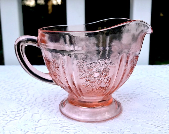Vintage Pink Depression Glass Sharon Cabbage Rose Butter Dish and Cover ...