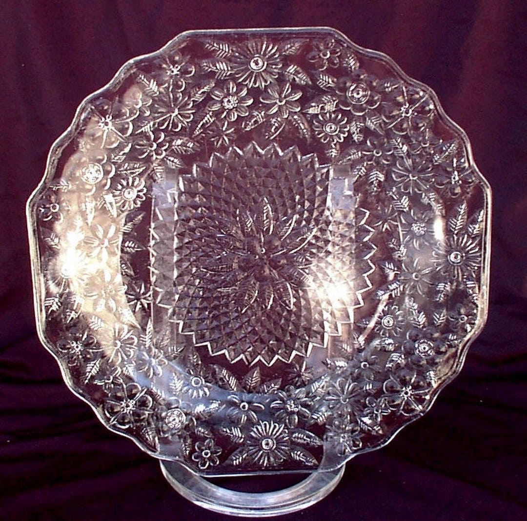 Set of TWO Pineapple & Floral Indiana Glass 9 1/2" Dinner Plates ...