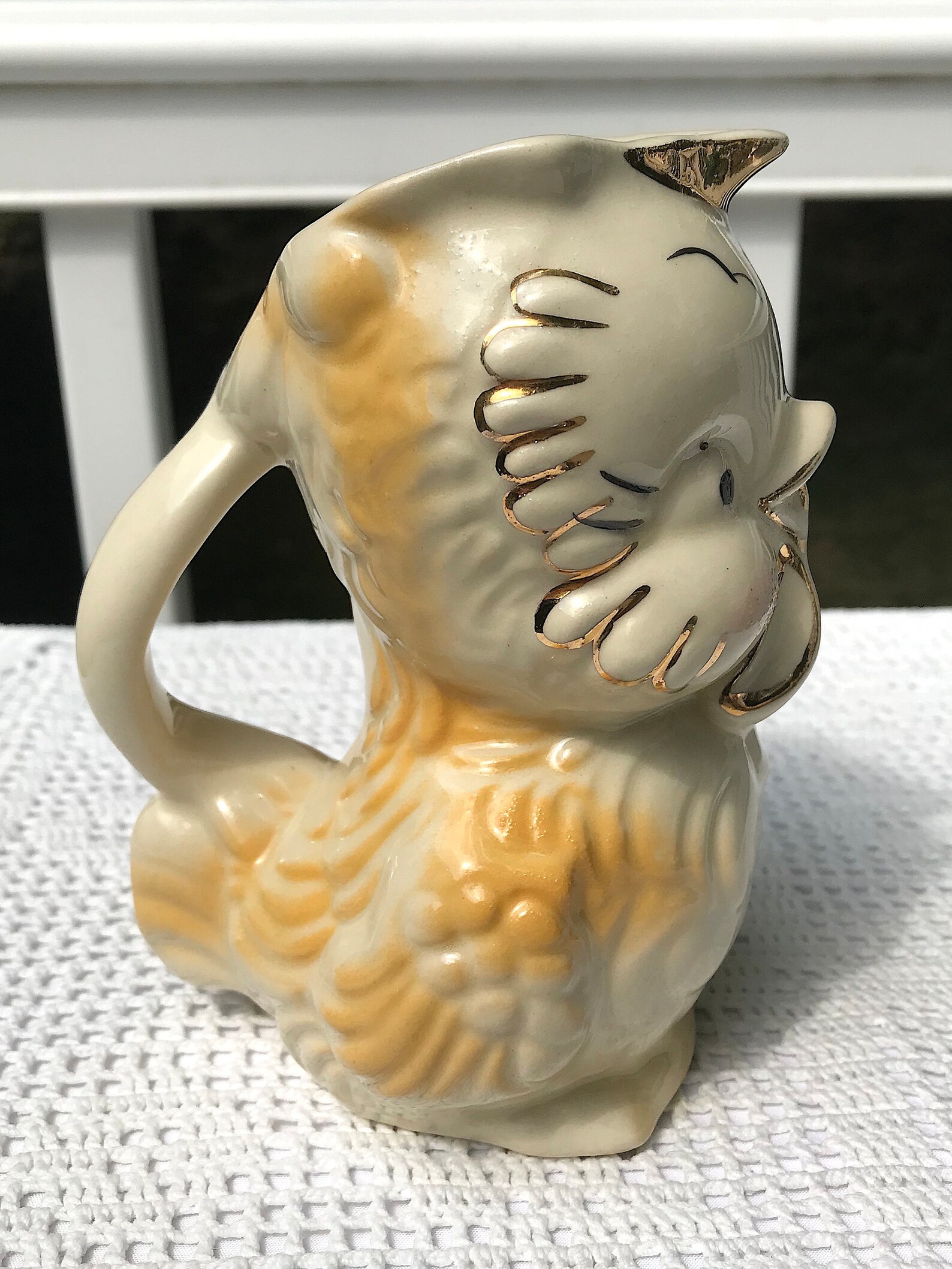 Vintage Shawnee Pottery Bird Owl Pitcher Yellow With Gold Trim - Etsy