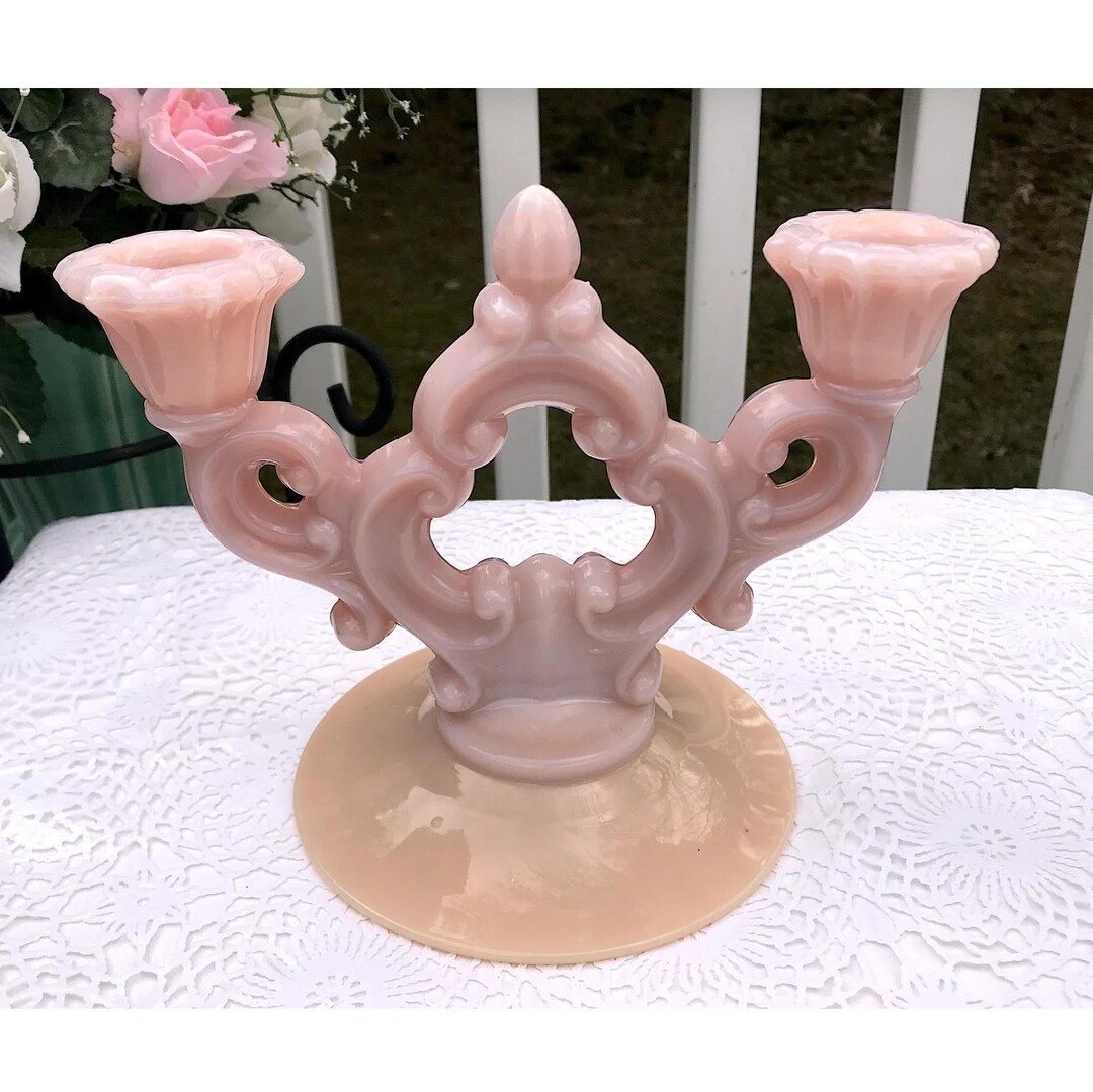 Cambridge Royal Crown Tuscan Pink Candelabras Two Light Candlestick ...
