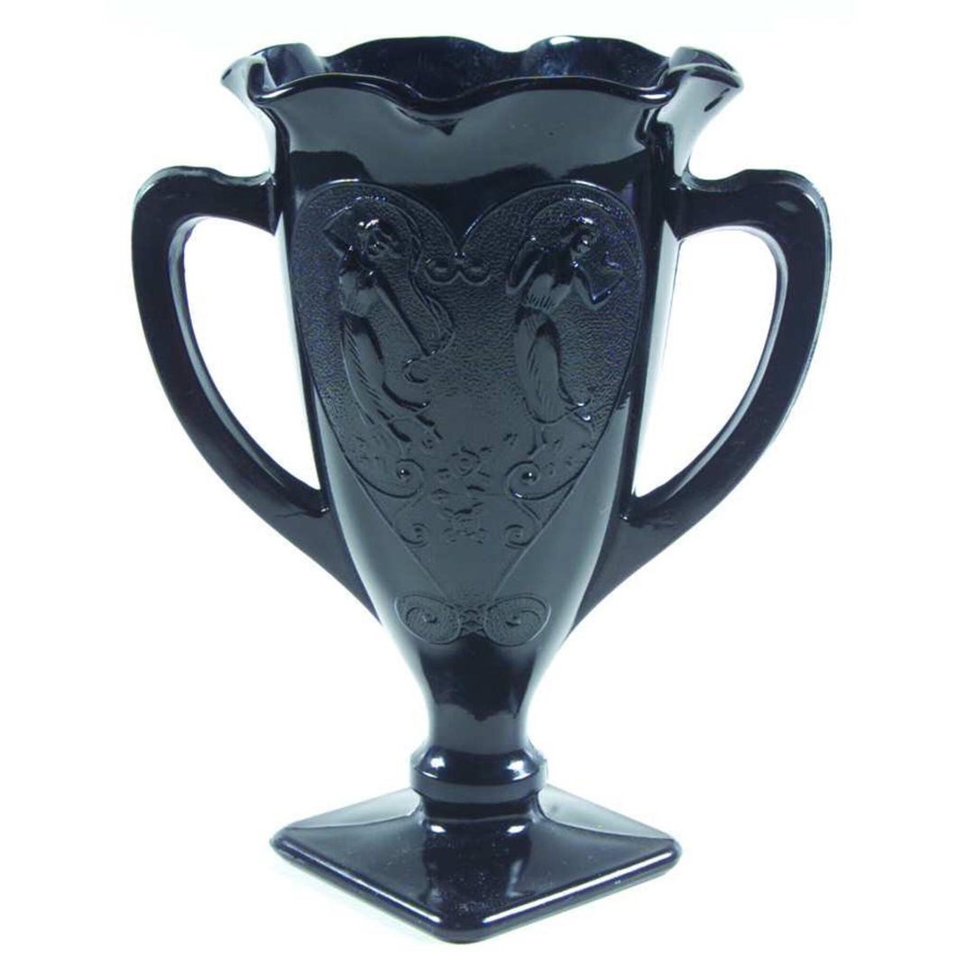 L. E. Smith Black Urn Vase Snake Dance Glass - Etsy