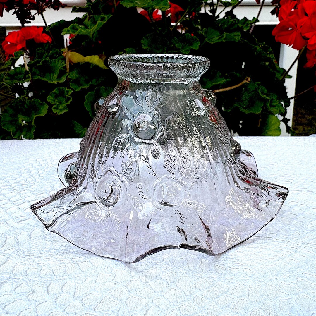 Fenton Art Glass for Homco Cabbage Rose Barely Pink Candle Holder Fairy ...