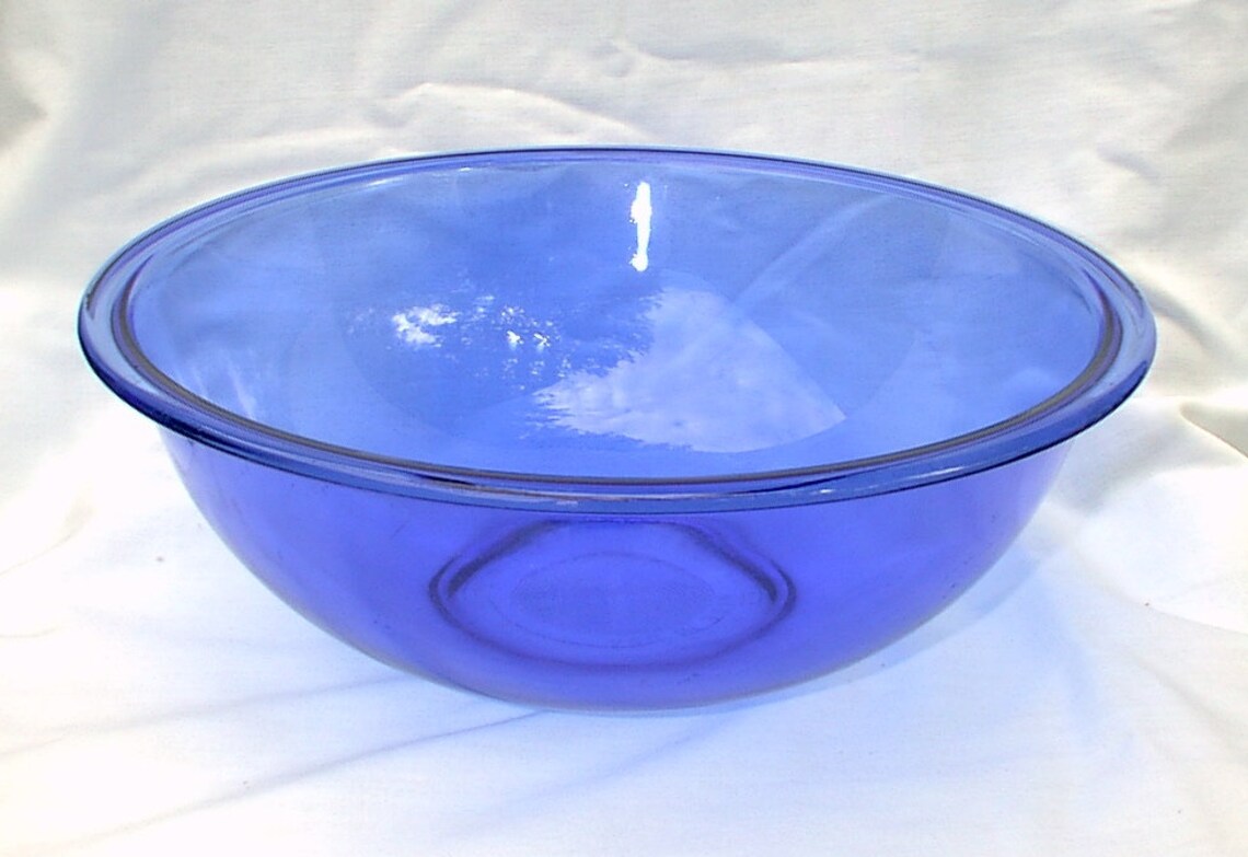 Pyrex Blue Kitchen Mixing Nesting Bowl 4 Quart 3.8 Liter Glass 11 3/4 ...