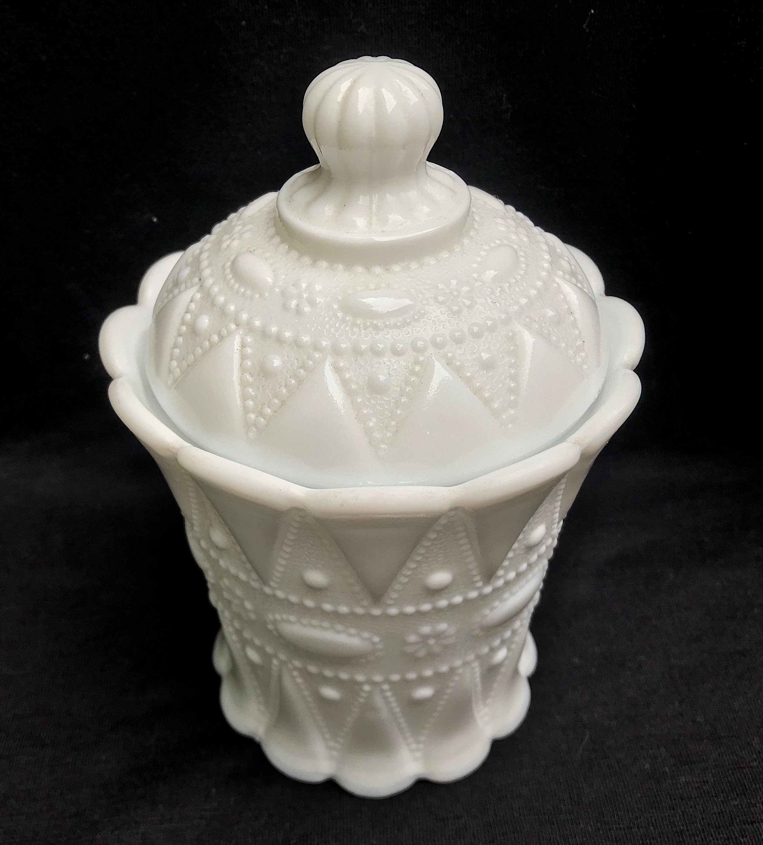 Vintage Kemple Lace and Dew Drop Milk Glass Candy Jar - Etsy