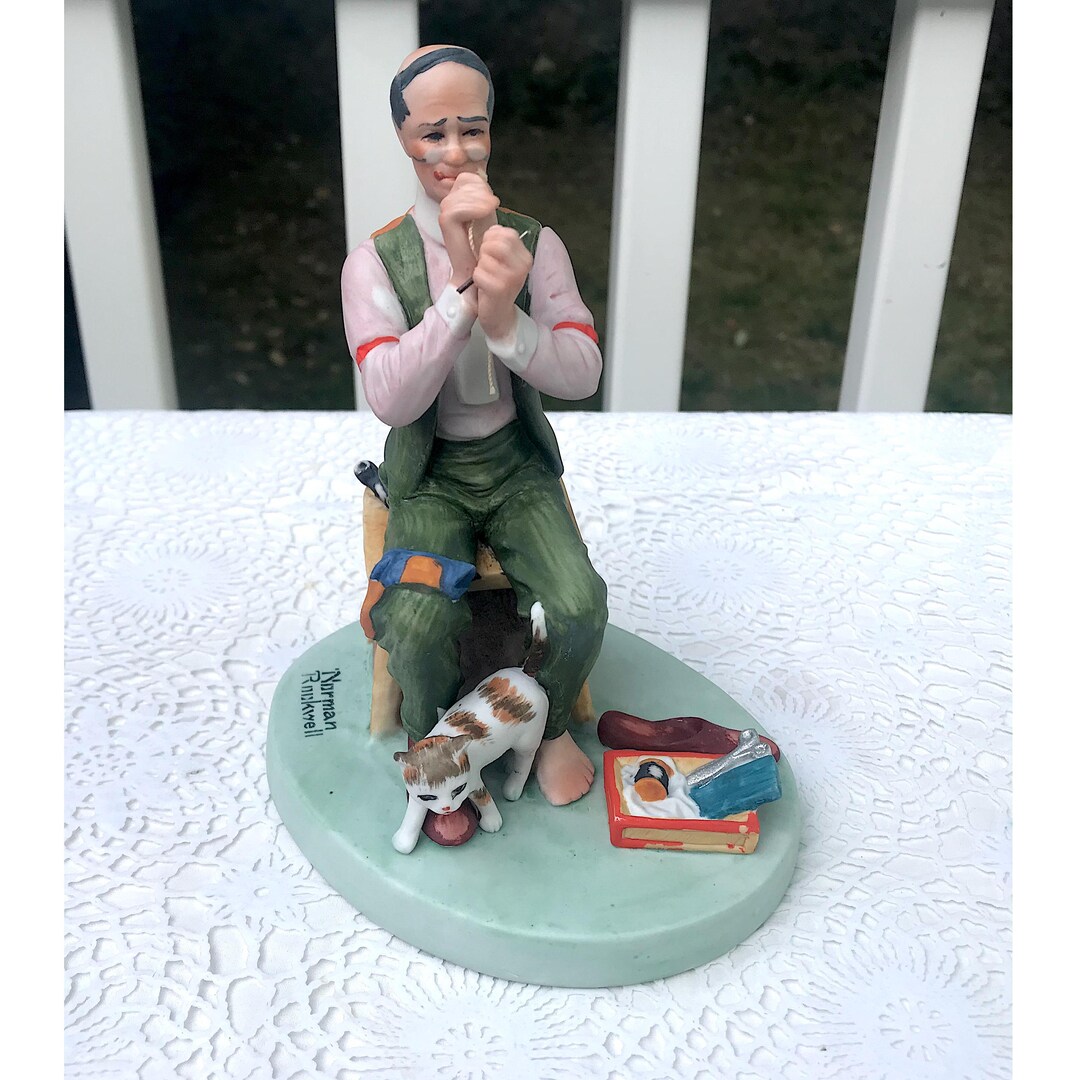Norman Rockwell Man Threading A Needle Porcelain Figurine September ...