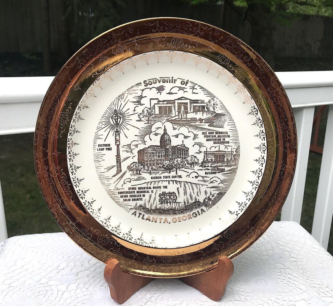 Vintage Atlanta Georgia Souvenir Plate Gold Rim - Etsy