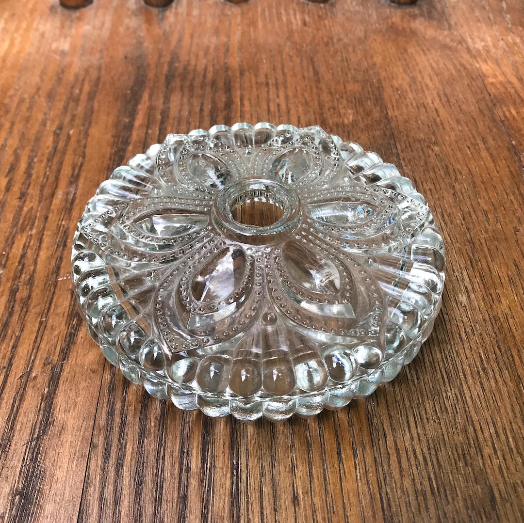 Vintage Hurricane Lamp Base Victorian Clear Pattern Glass - Etsy
