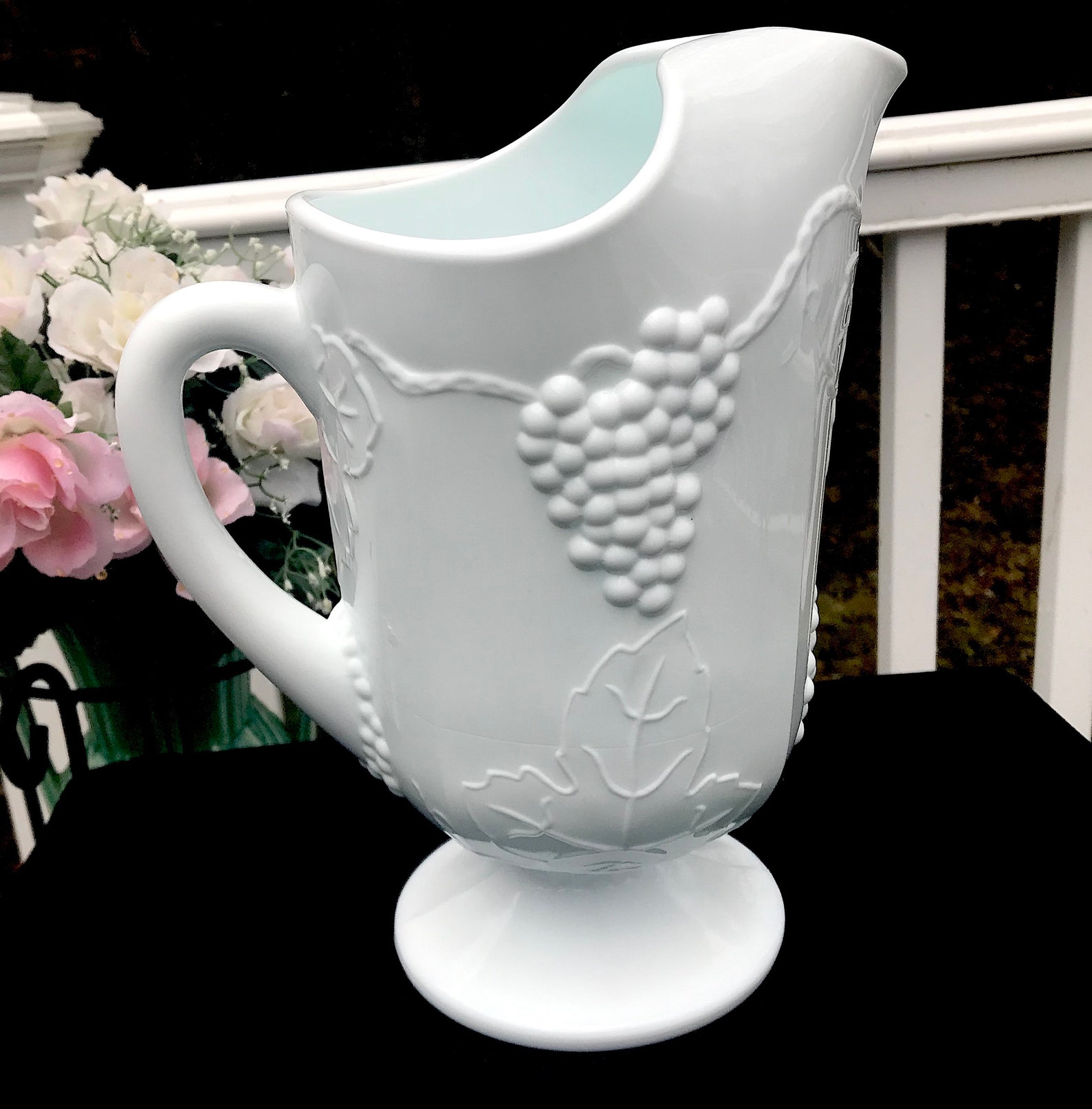 Colony Milk Glass Harvest Pitcher 72 Ounces Grape - Etsy