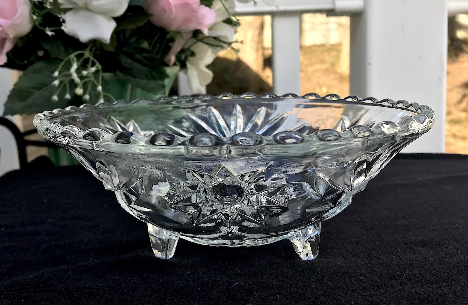 Early American Prescut Star of David Candy Footed Dessert Bowls Anchor ...