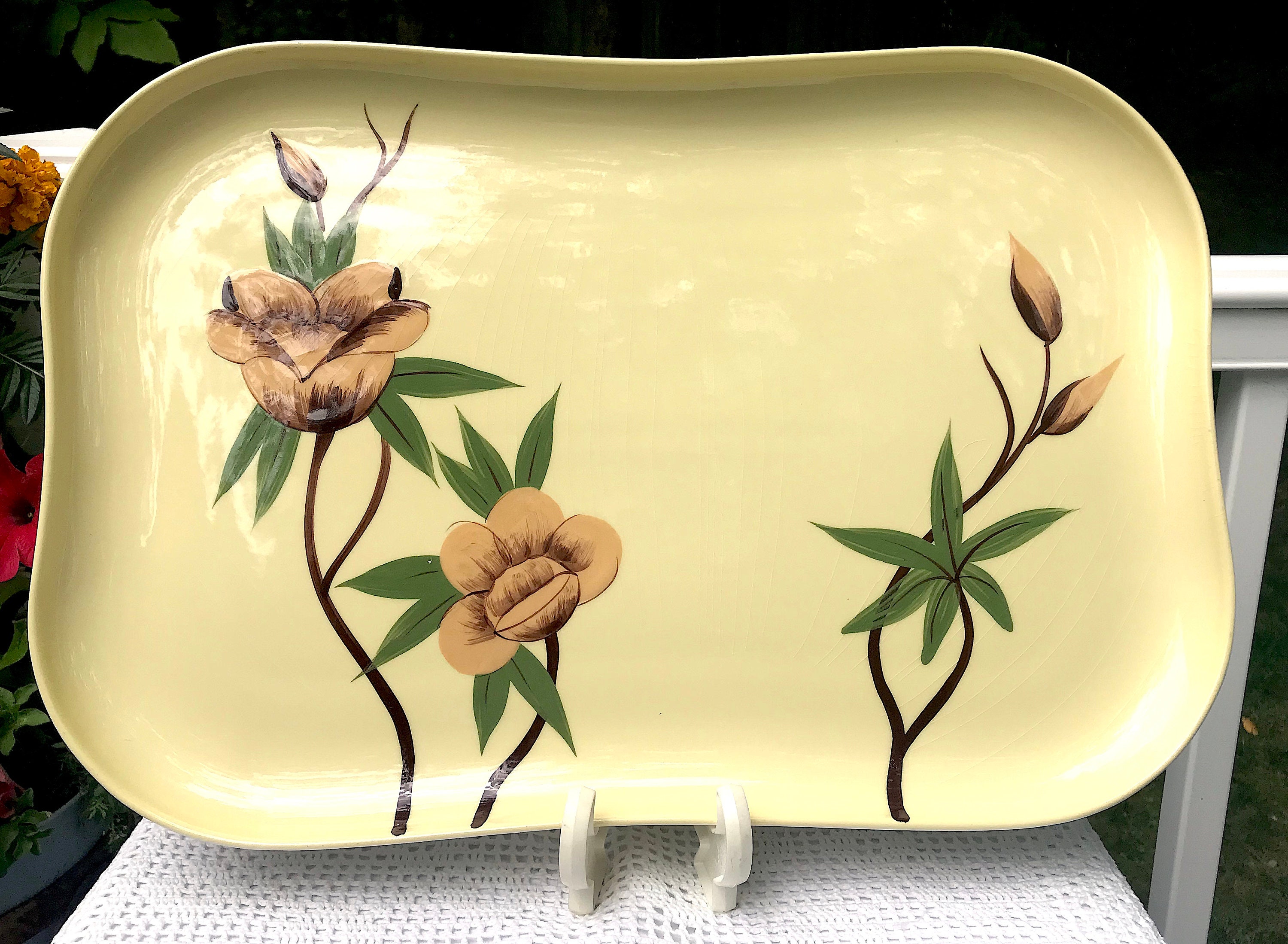 Weil Ware Rose Yellow 18" Tray Platter California - Etsy