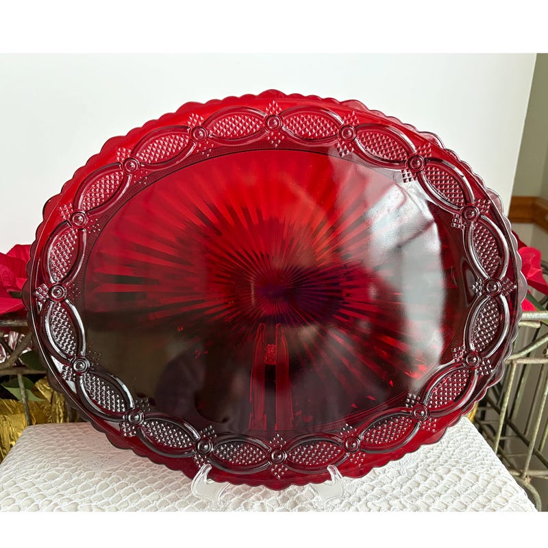 Ruby Glass Platter - Etsy