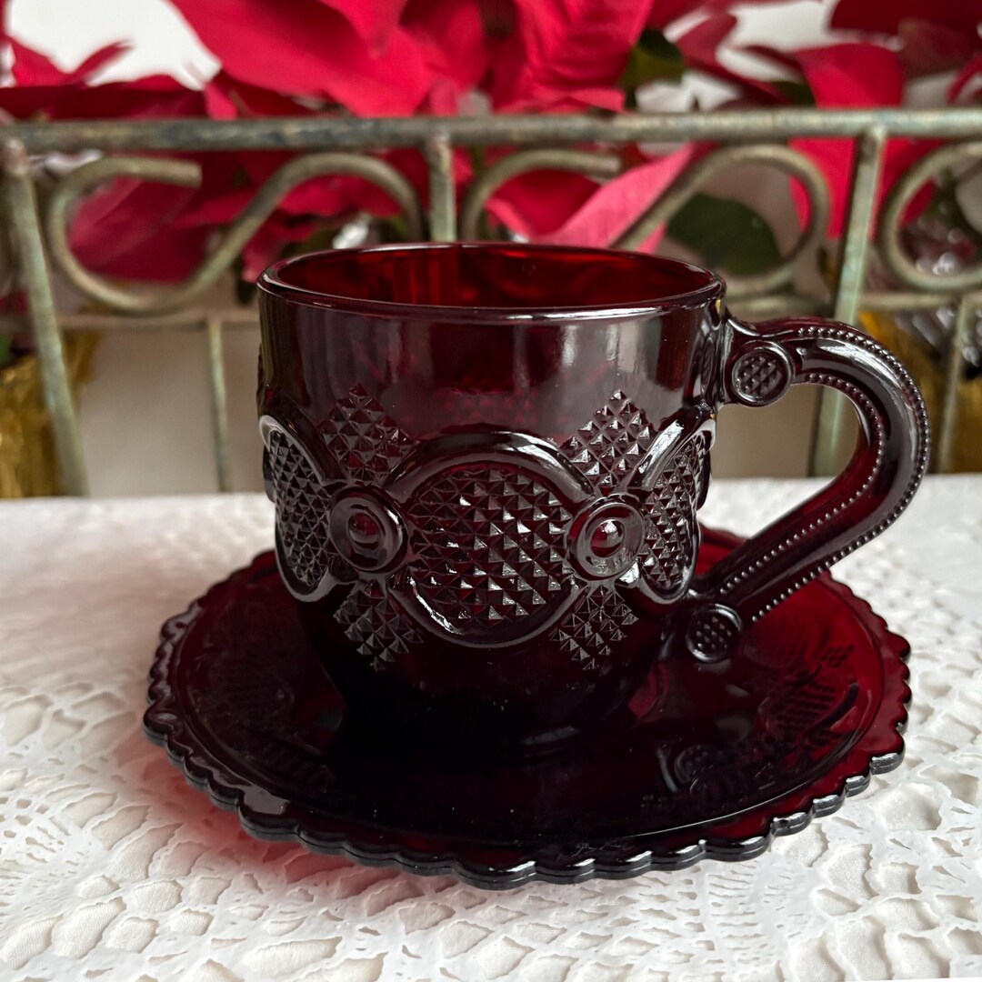 Cape Cod 1876 Avon Cup and Saucer Sets Ruby Red 4 Available - Etsy
