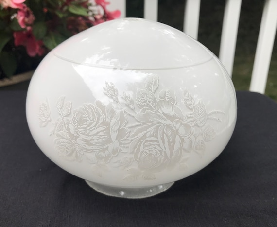 White Glass Lamp Base Part Globe Roses - Etsy