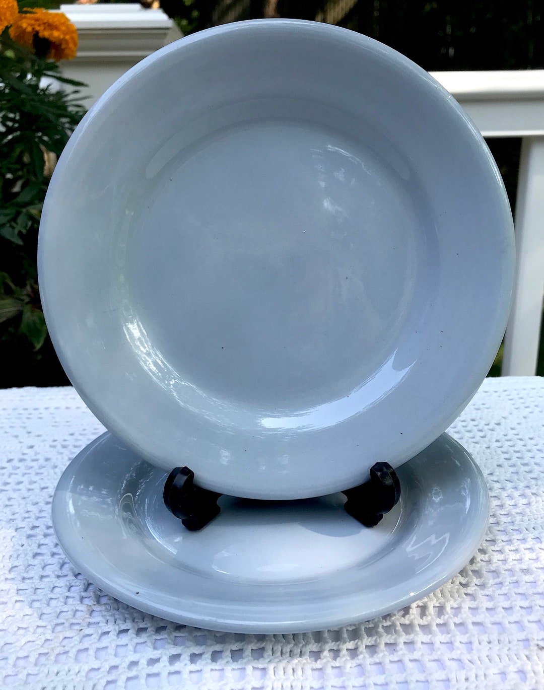 Buffalo China Blue Lune Set of Two 6 1/2 Bread Dessert Plates 1950s ...