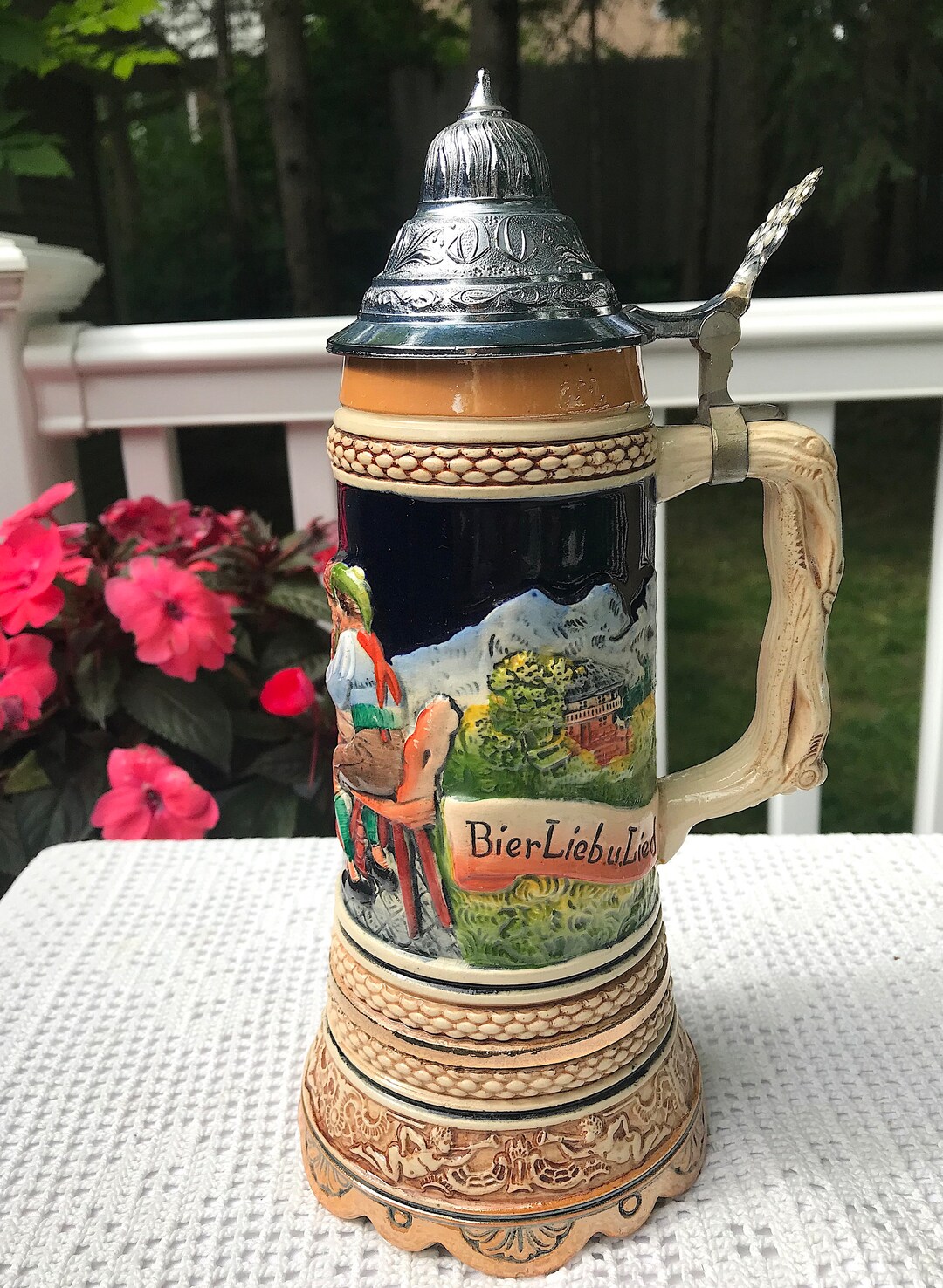Vintage German Musical Beer Stein Bier Lieb U Lied Auf Weitersehen 150 ...