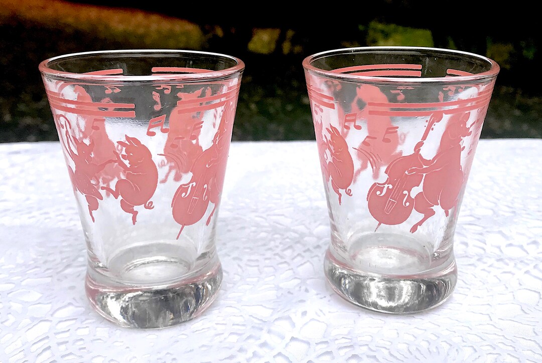 Set of TWO Hazel Atlas Pink Dancing Musical Pigs 4 Ounce Juice - Etsy