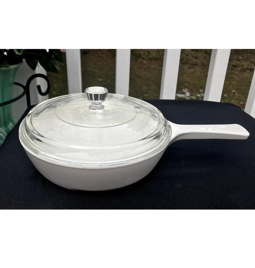Vintage Corning Just White Microwave Browning Skillet MW 83 B and Lid ...
