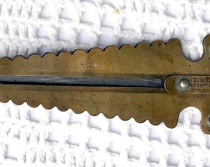 Antique 1872 Brass Button Hole Cutter Knife Gauge D. M. Co Sewing Tool ...