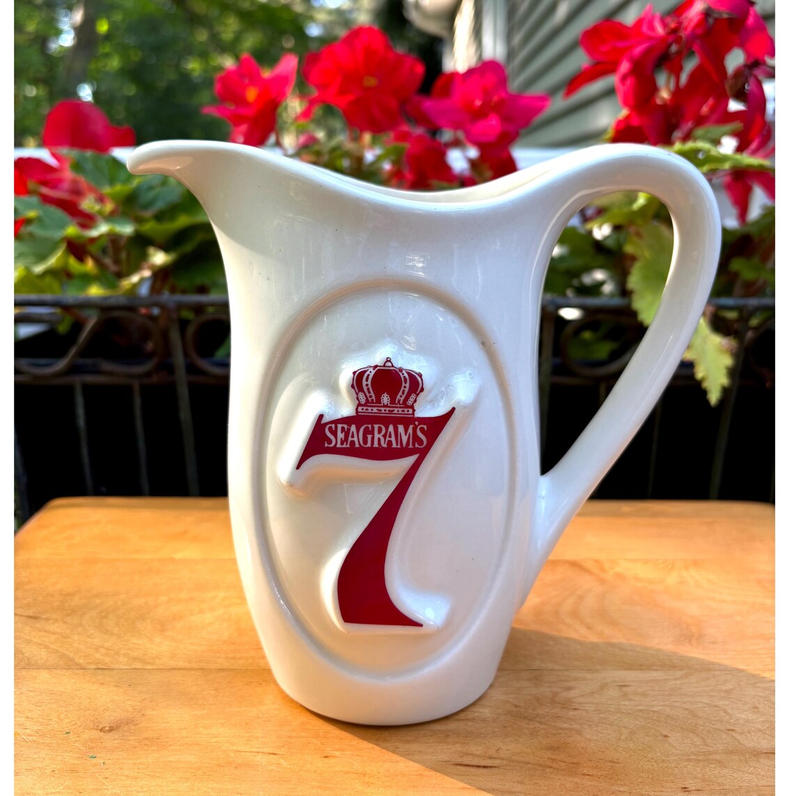 Seagram's 7 Seven Crown Water Bar Pitcher Jug Mccoy Pottery Mid Century ...