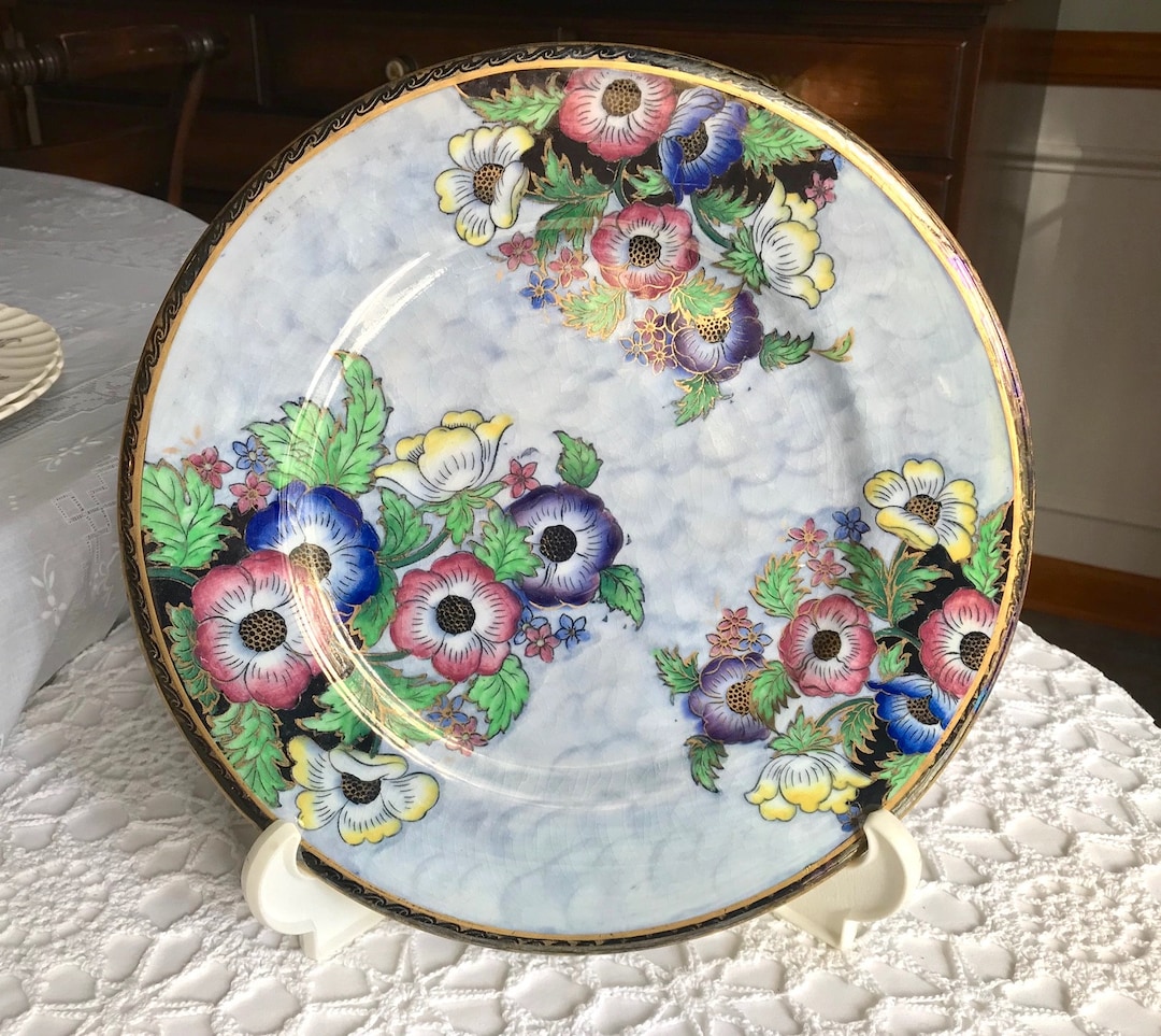 Maling Pottery Anemone Gray Grey 11 1/4 Inch Plate Platter Lustre 6383 ...